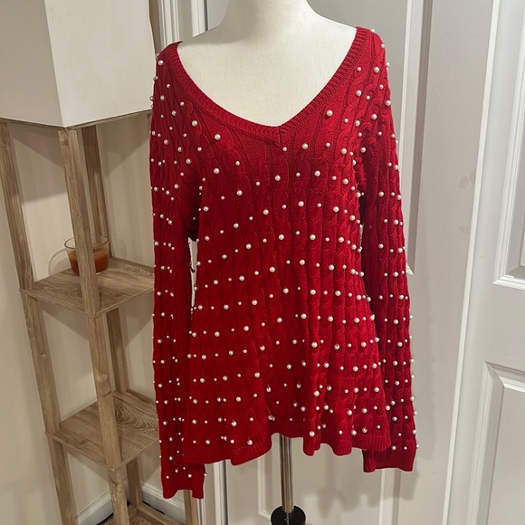 Boston Proper | Sweaters | Boston Proper Pearl Embellished Cable ...